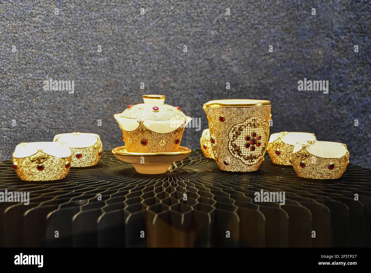 Haikou. 28th Mar, 2021. Photo taken on March 28, 2021 shows artworks ...