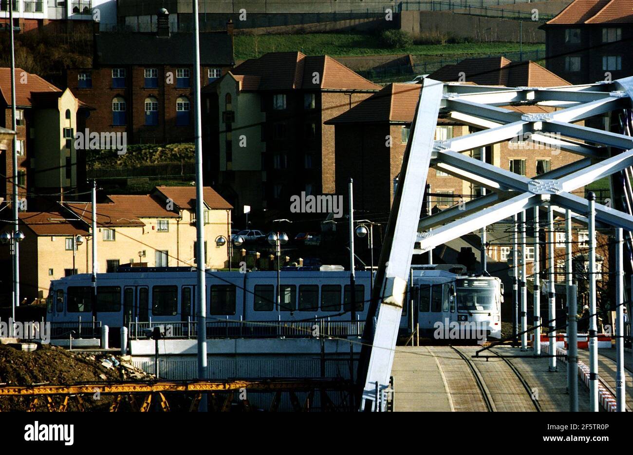 Sheffield Trams travelling on tram linesdbase Stock Photo - Alamy