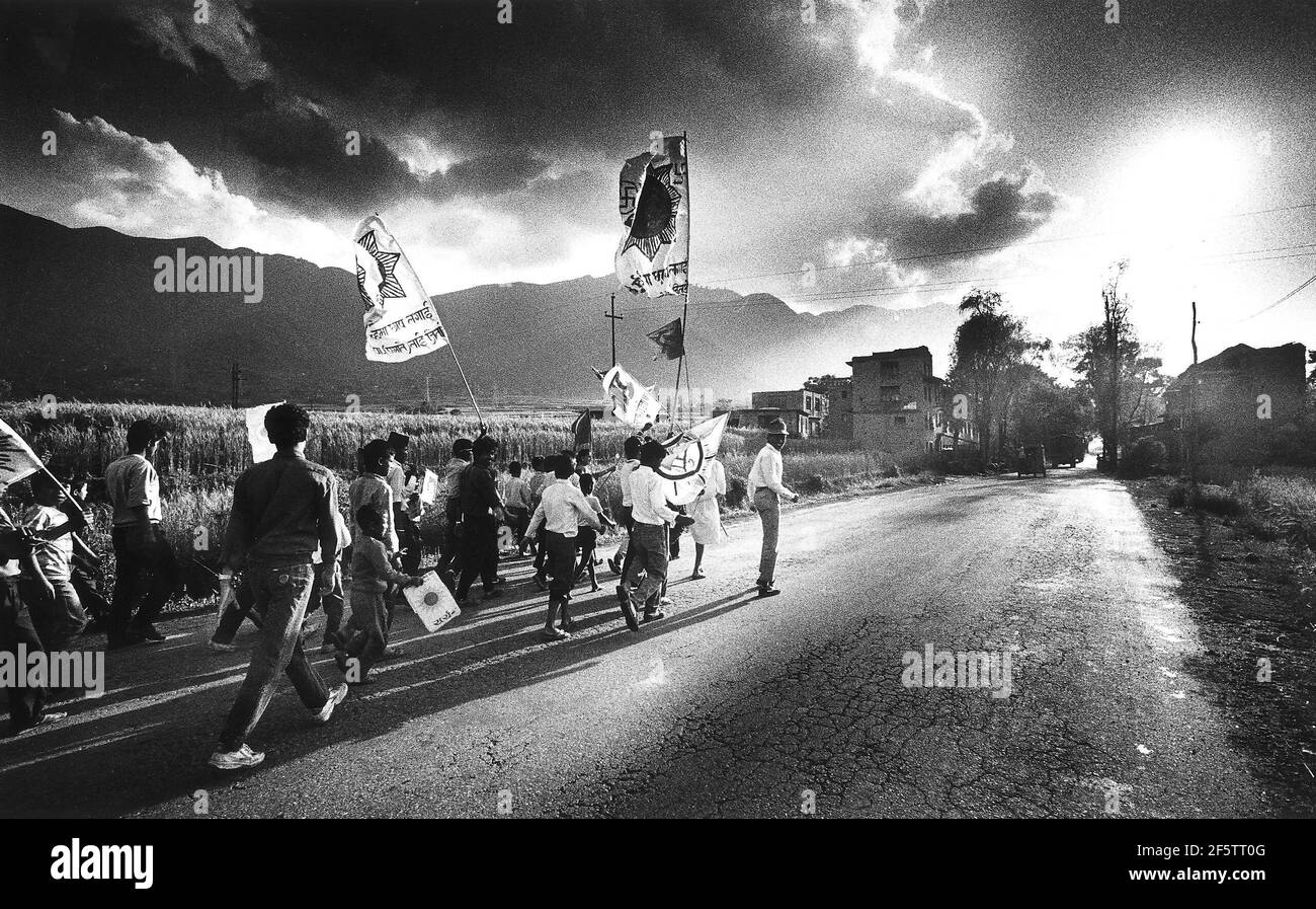 Nepal A Communist Party march from Thankot during the Nepal Elections ...