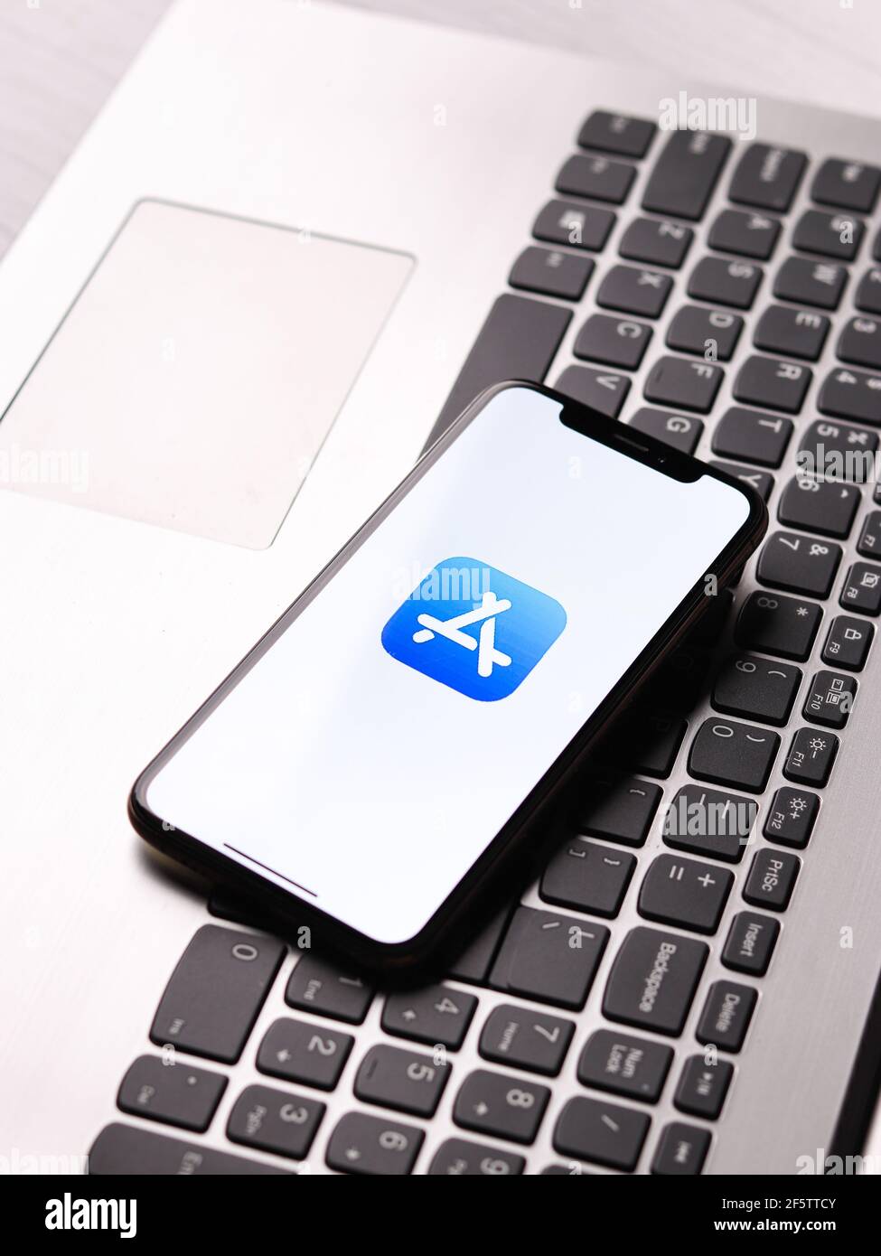 Assam, india - March 30, 2021 : Apple app store logo on phone screen ...