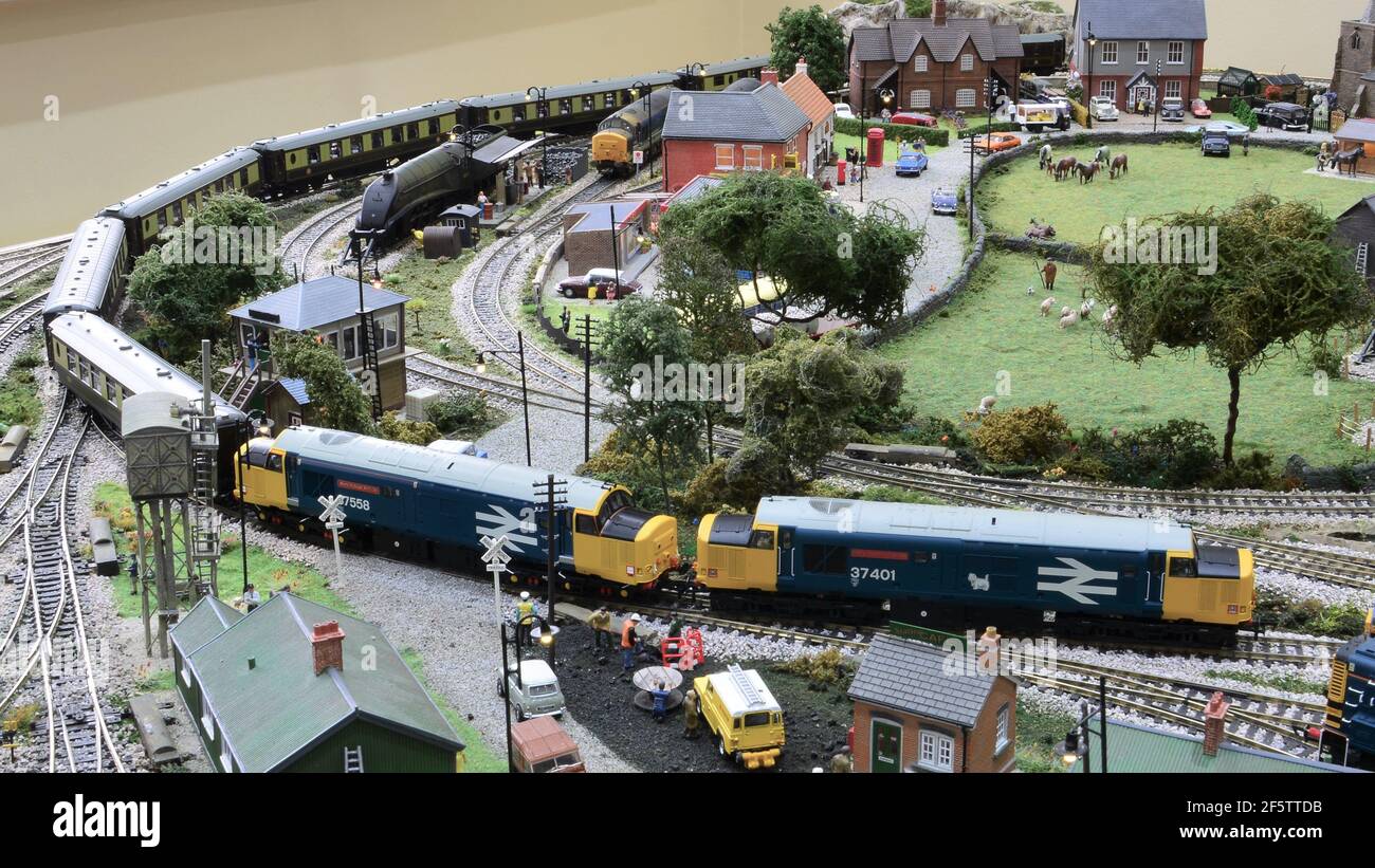 Two class 37 models pulling a long Pullman car train Stock Photo - Alamy