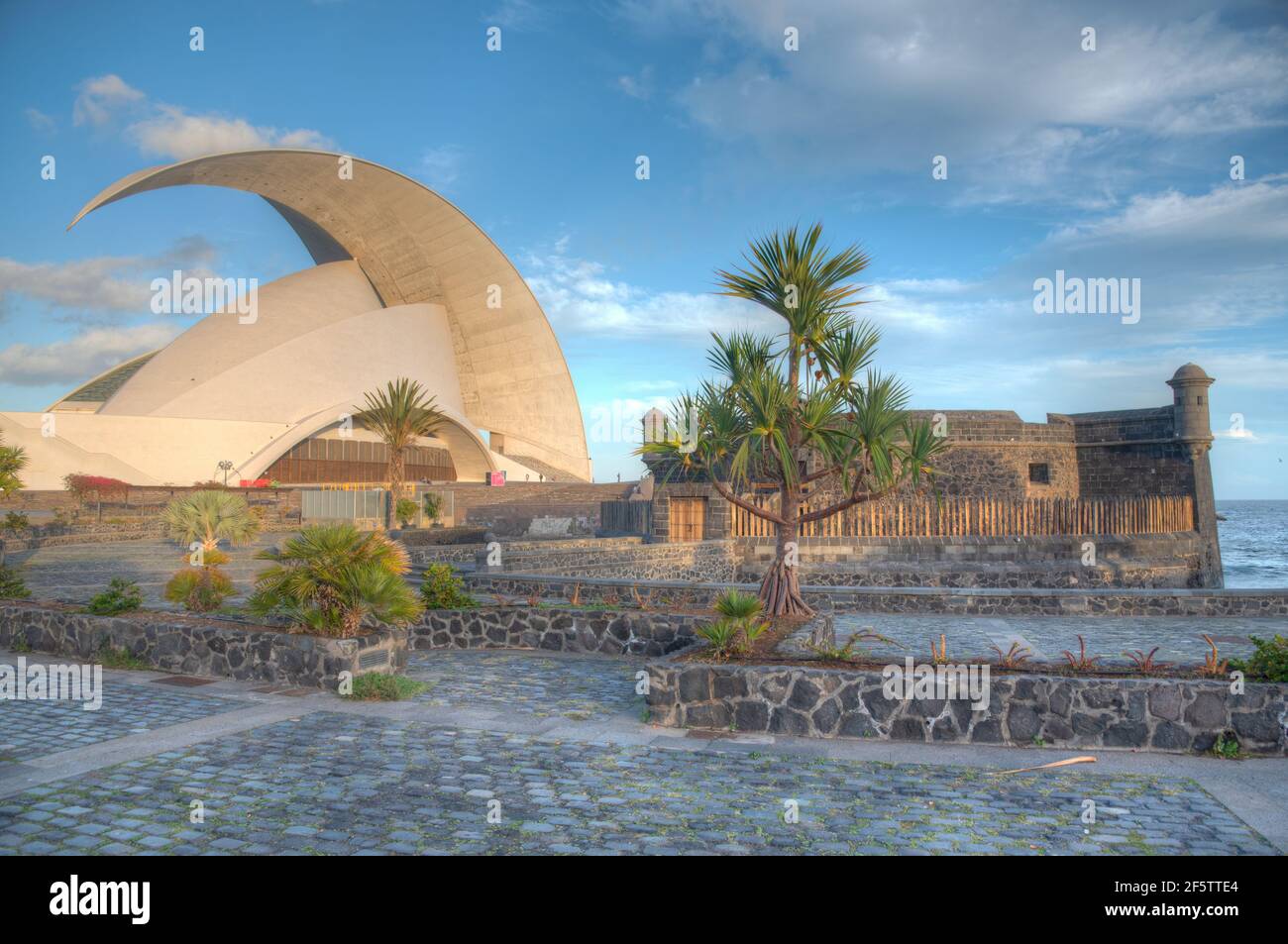 Auditorium Adan Martin behind castle of San Juan Bautista at Santa Cruz ...