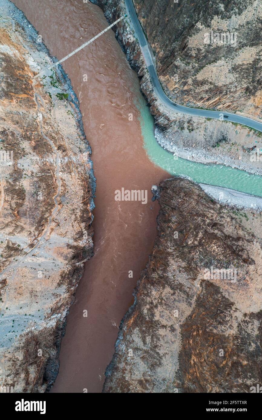 Aerial photography of the Grand Canyon of the Nujiang River on the ...