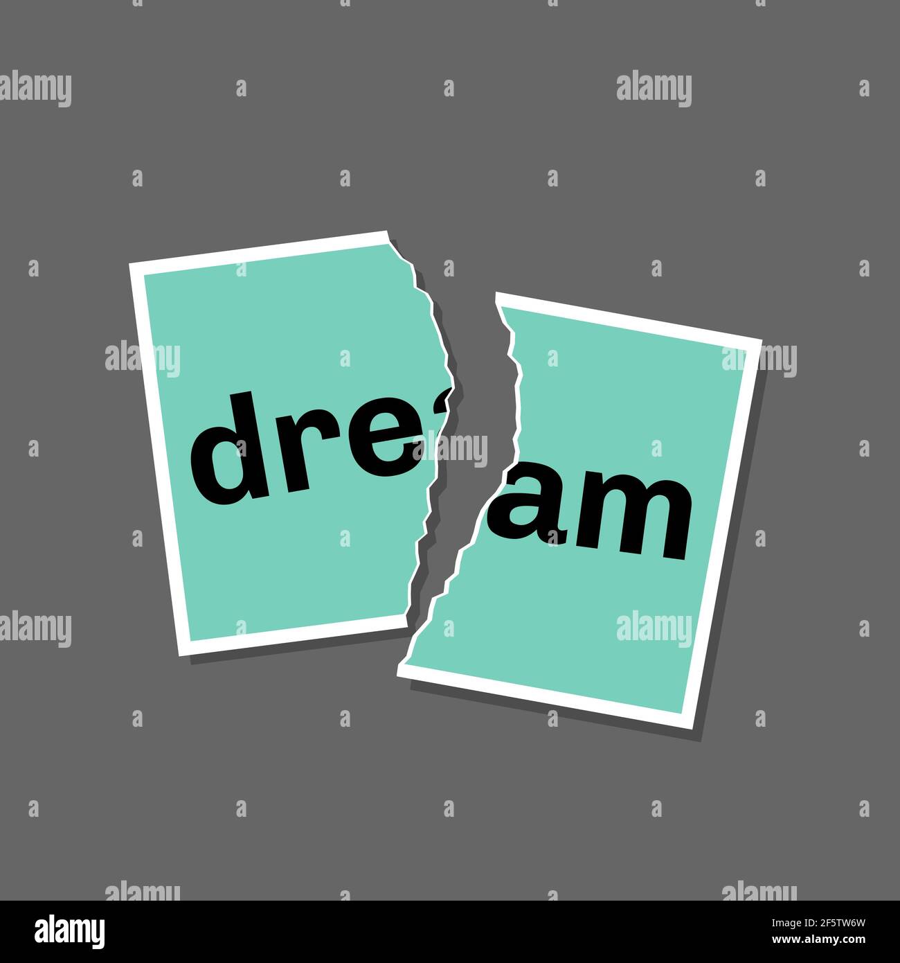 Torn photo with word dream template. Broken dreams and goals concept ...