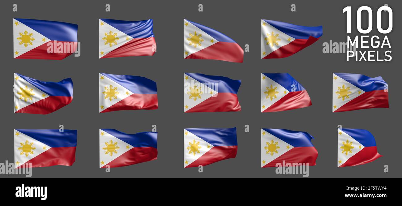 Philippines flag isolated - different pictures of the waving flag on ...
