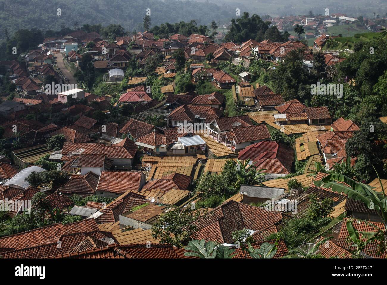 Aerial view of Tobacco village in Sumedang. Banyuresmi Village ...