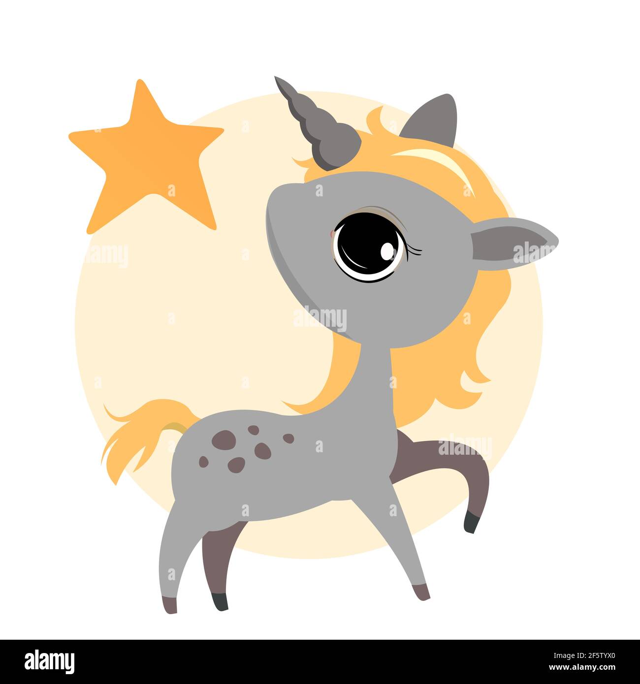 Little baby unicorn. Isolated object on a white background. Cheerful ...