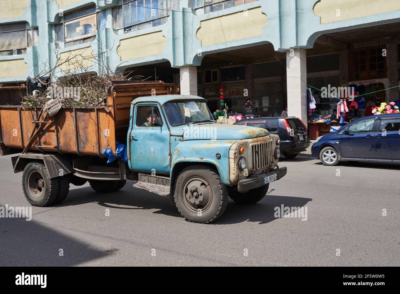 Old Soviet-made truck GAZ 52 on the street of Chiatura. Georgia Stock ...
