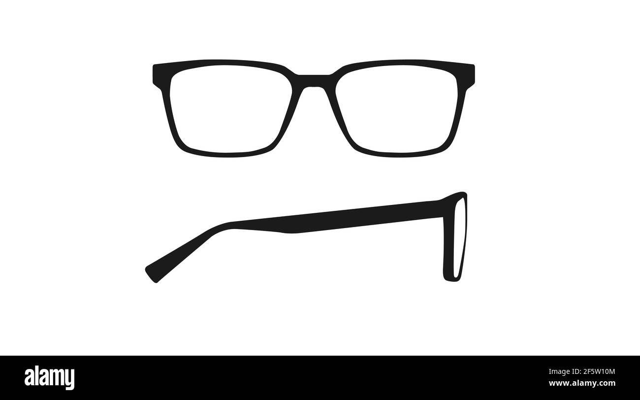 Vector Isolated Illustration Of A Glasses Frame Black Glasses Frame Front And Side View Stock