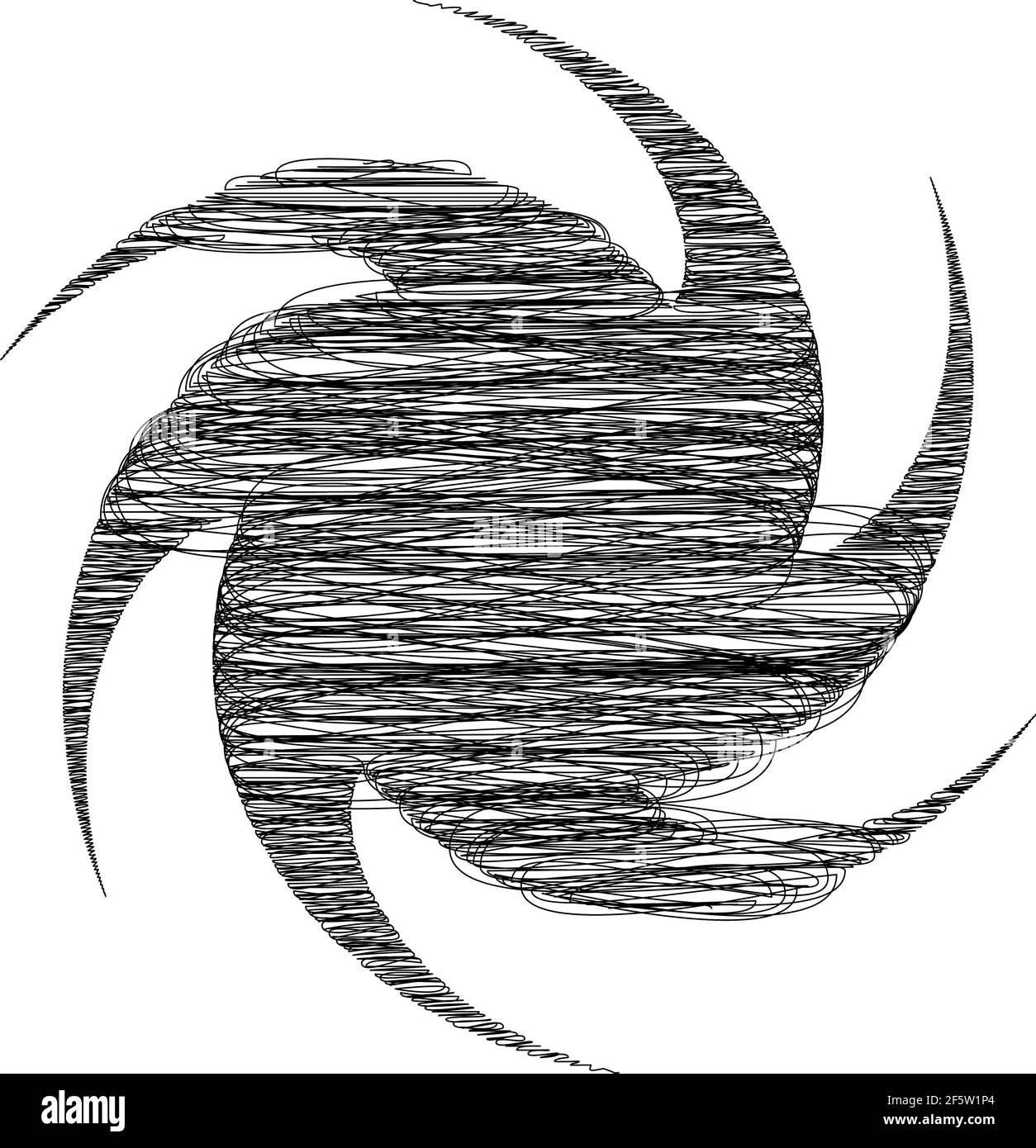 Spiral, swirl, twirl design element with sketchy, scribble pattern ...