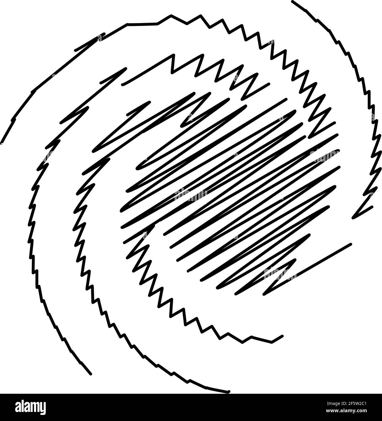 Spiral, swirl, twirl design element with sketchy, scribble pattern ...