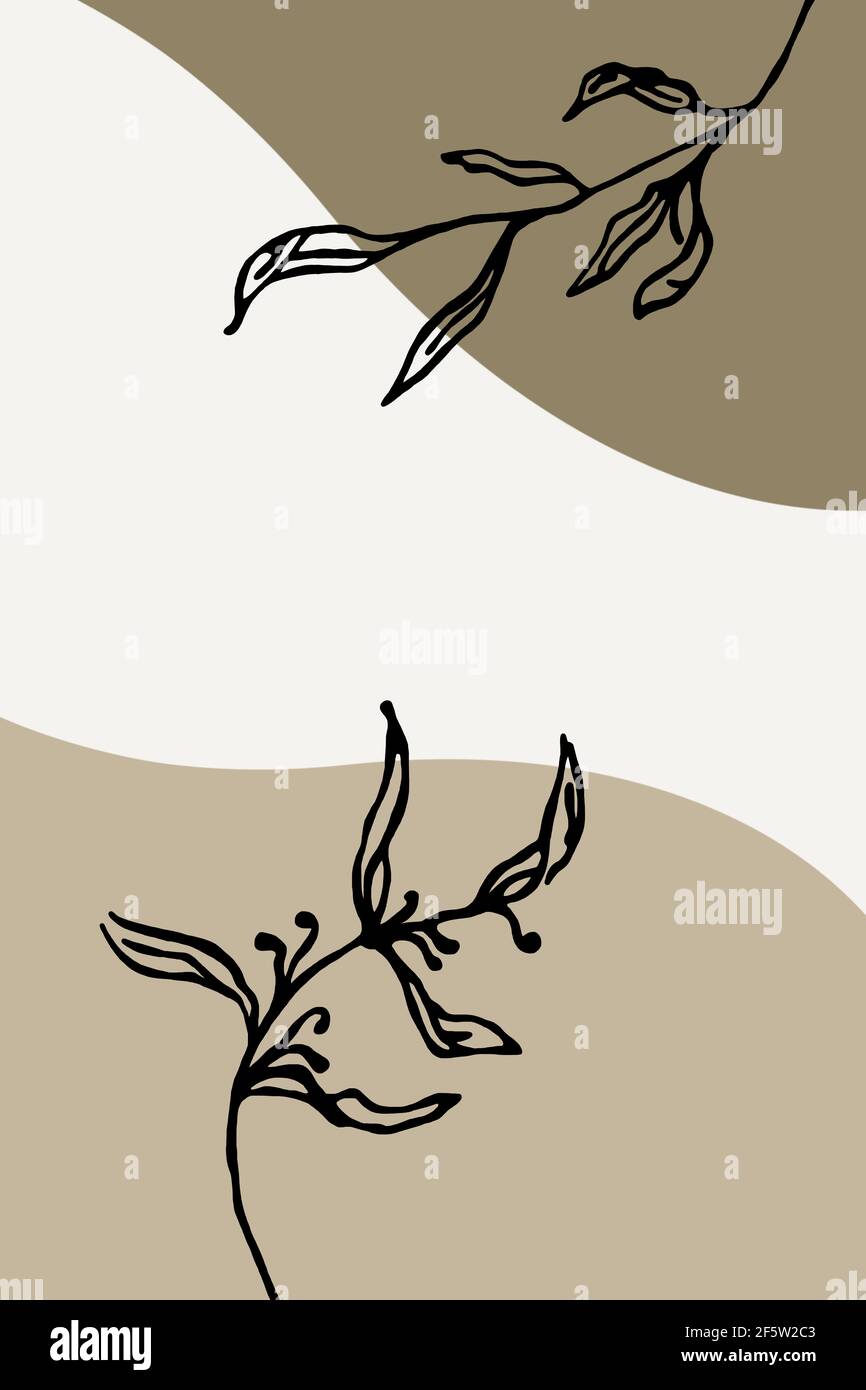 Minimalist Printable Botanical Illustration .Plants Illustration. Home ...