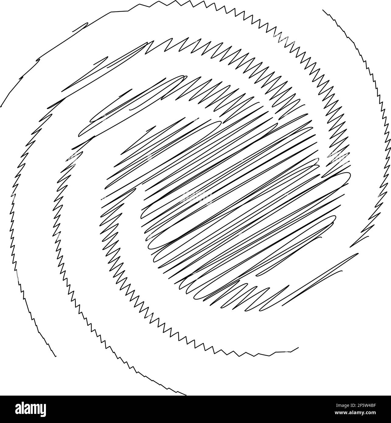 Spiral, swirl, twirl design element with sketchy, scribble pattern ...