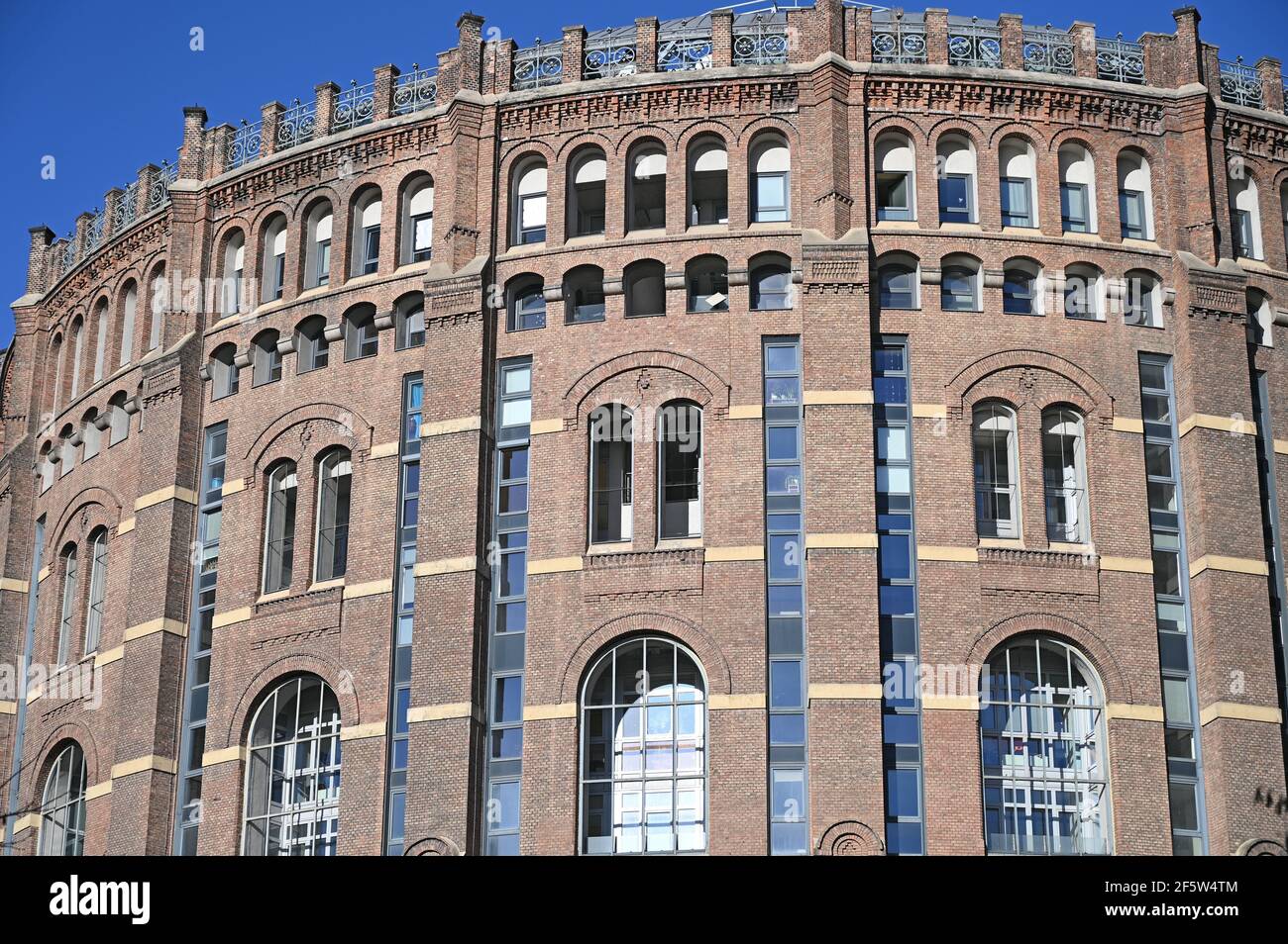 Gasometer old gas storage detail in Vienna Austria Stock Photo - Alamy