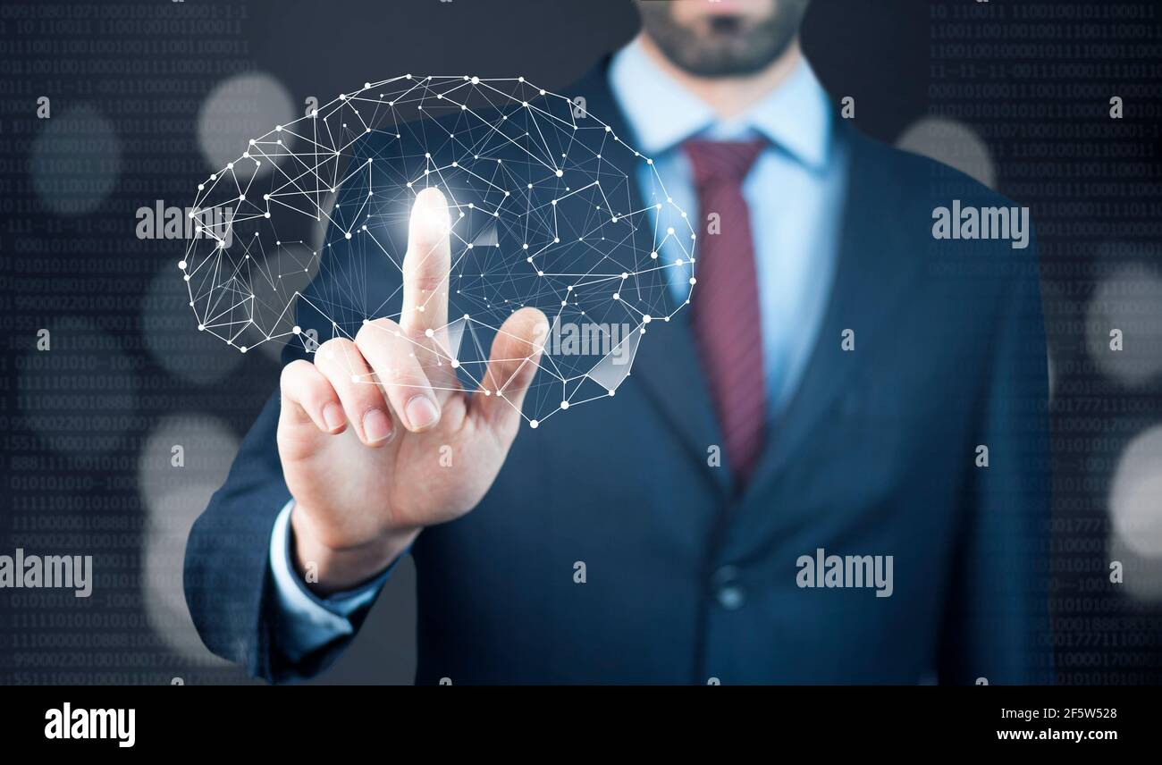 human brain in his hand Stock Photo - Alamy