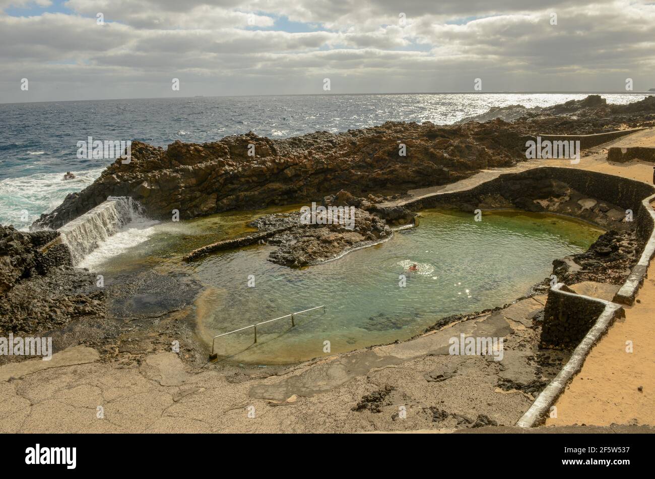 Natural swimming pool of Charco del Palo at Lanzarote on Canary islands ...