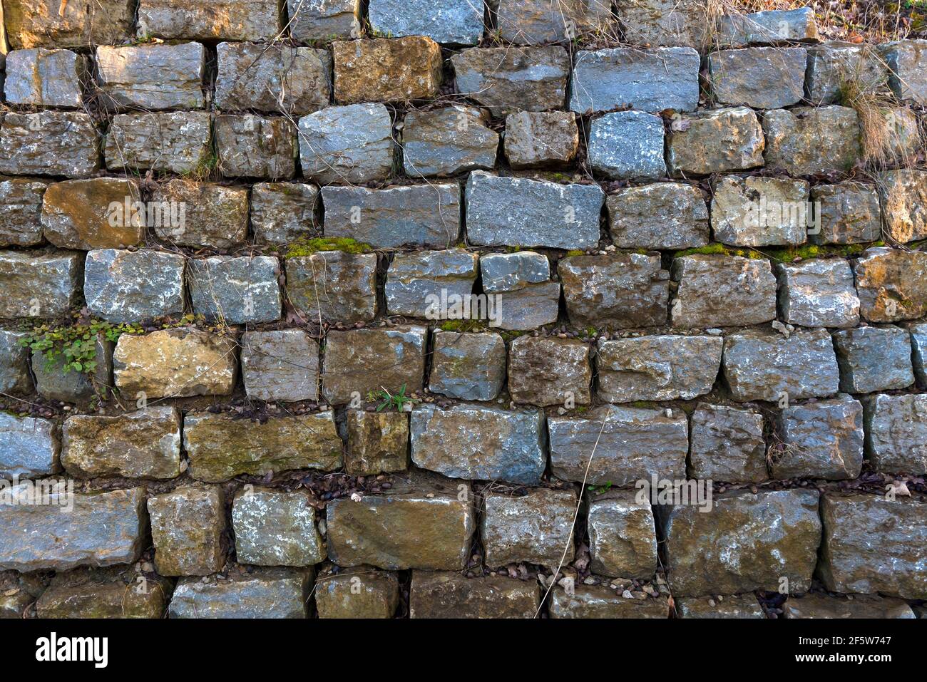 Dry stone wall with granite stones, structure, Bavaria, Germany Stock ...