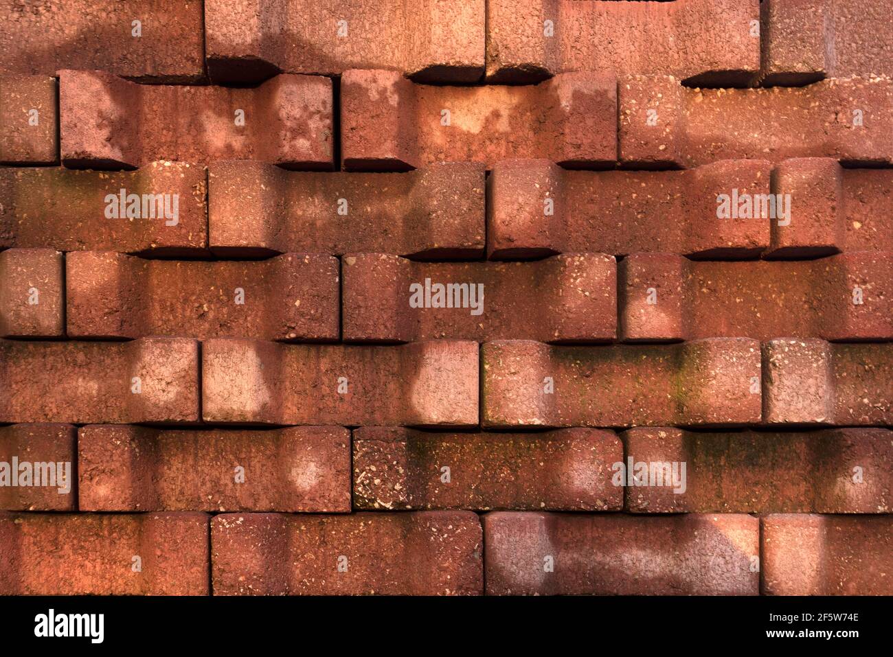 Wall structure of red concrete blocks, Bavaria, Germany Stock Photo - Alamy