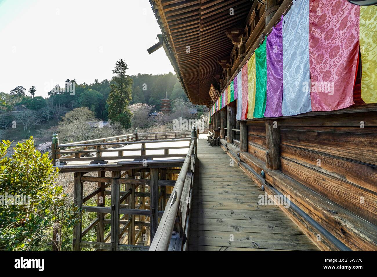 Overhanging balcony at Hase-dera Temple, Buddhist temple in Sakurai ...