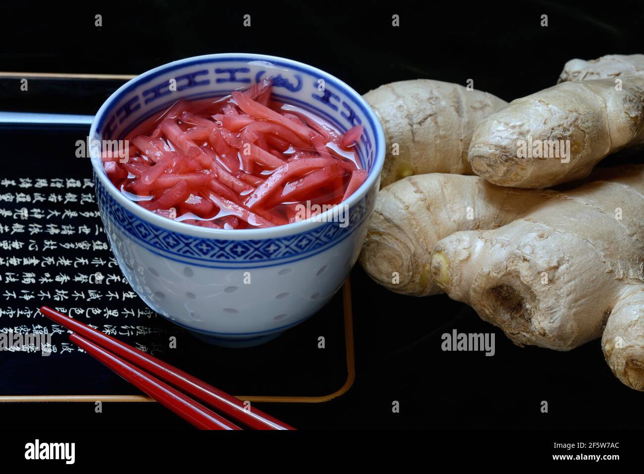 Pickled ginger in small bowls and ginger root, Germany Stock Photo - Alamy