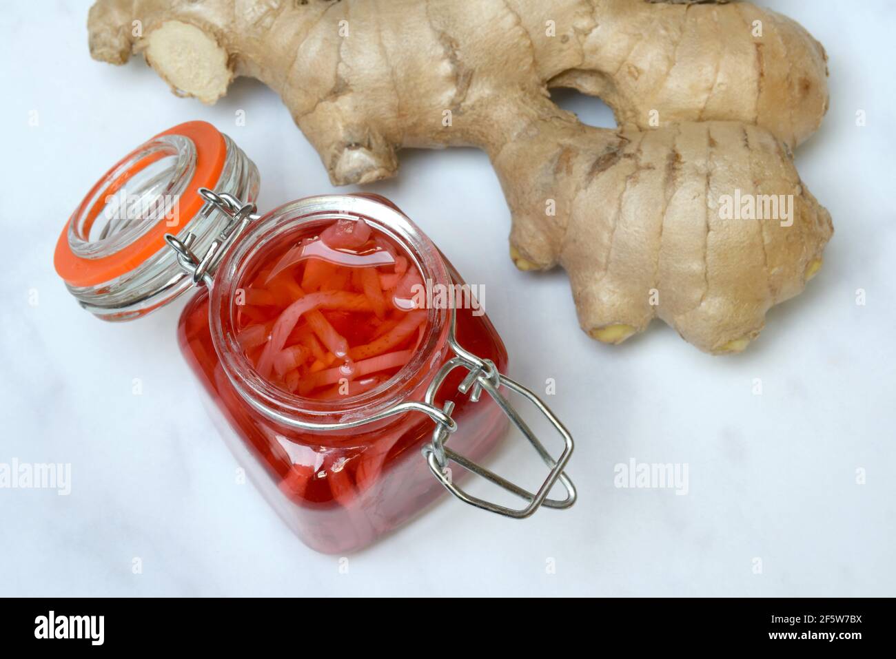 Pickled ginger in glass, ginger root, Germany Stock Photo - Alamy