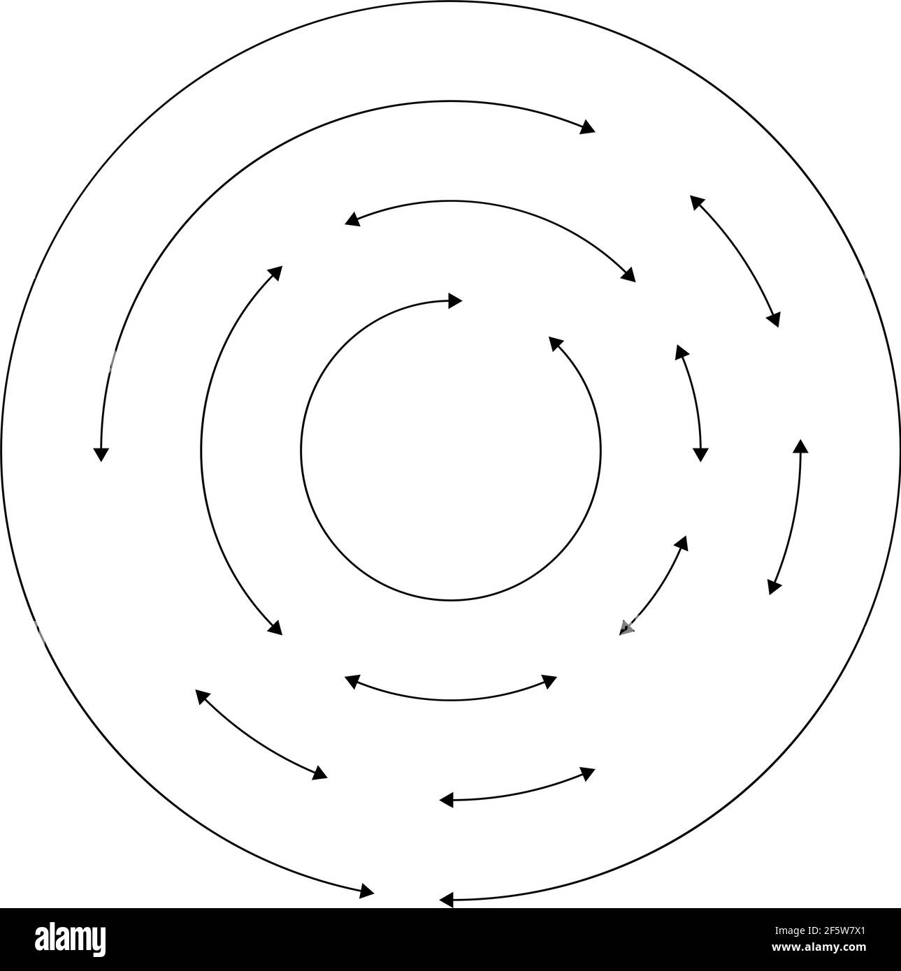 Circular, concentric arrows in opposite direction — Stock vector ...
