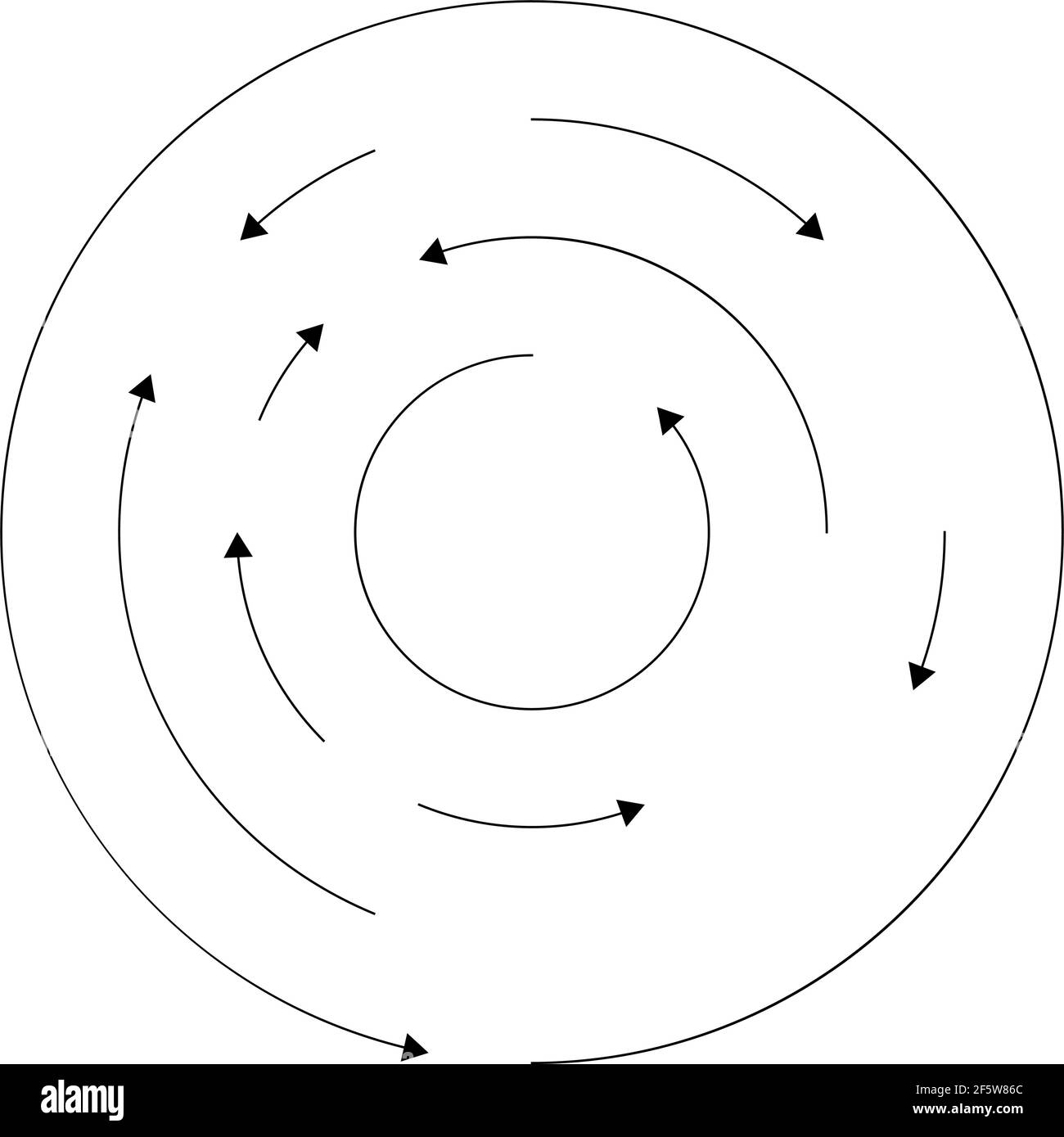 Circular, concentric arrows in opposite direction — Stock vector ...