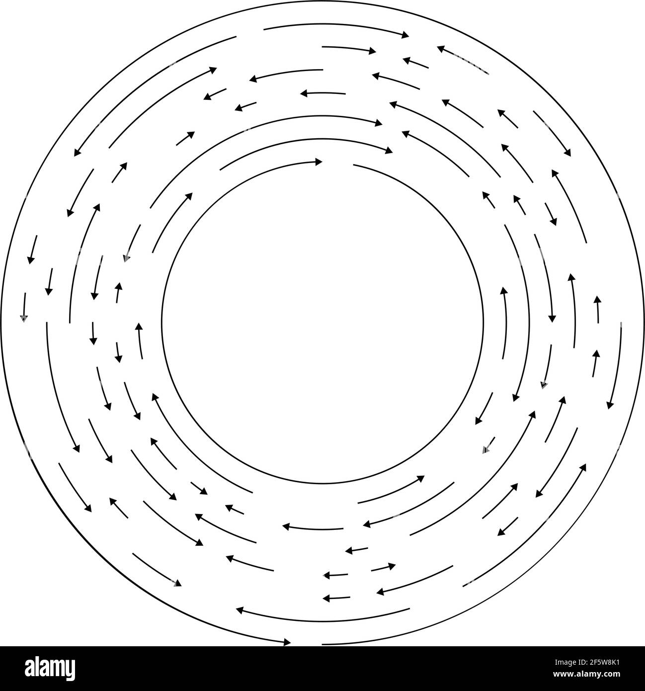 Circular, concentric arrows in opposite direction — Stock vector ...