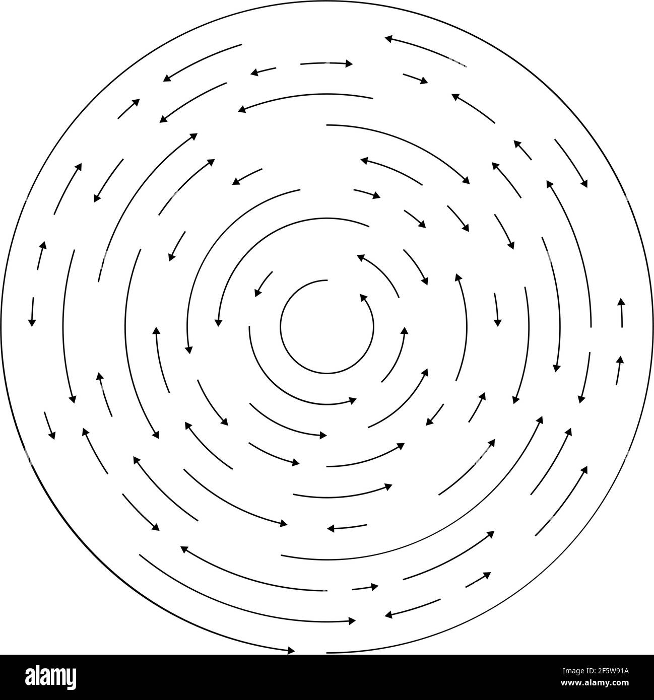 Circular, concentric arrows in opposite direction — Stock vector ...