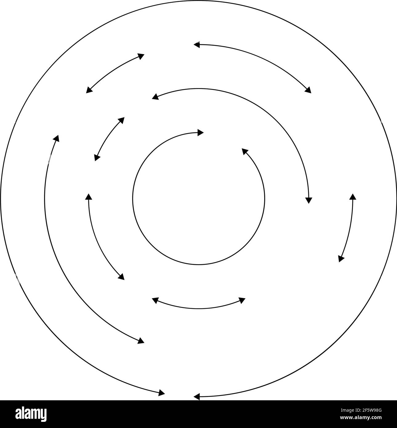 Circular, concentric arrows in opposite direction — Stock vector ...