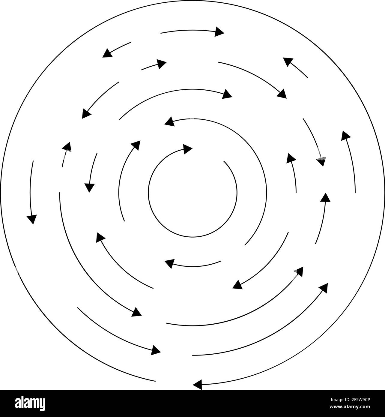 Circular, concentric arrows in opposite direction — Stock vector ...