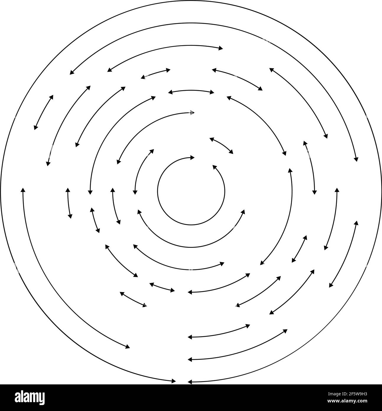 Circular, concentric arrows in opposite direction — Stock vector ...