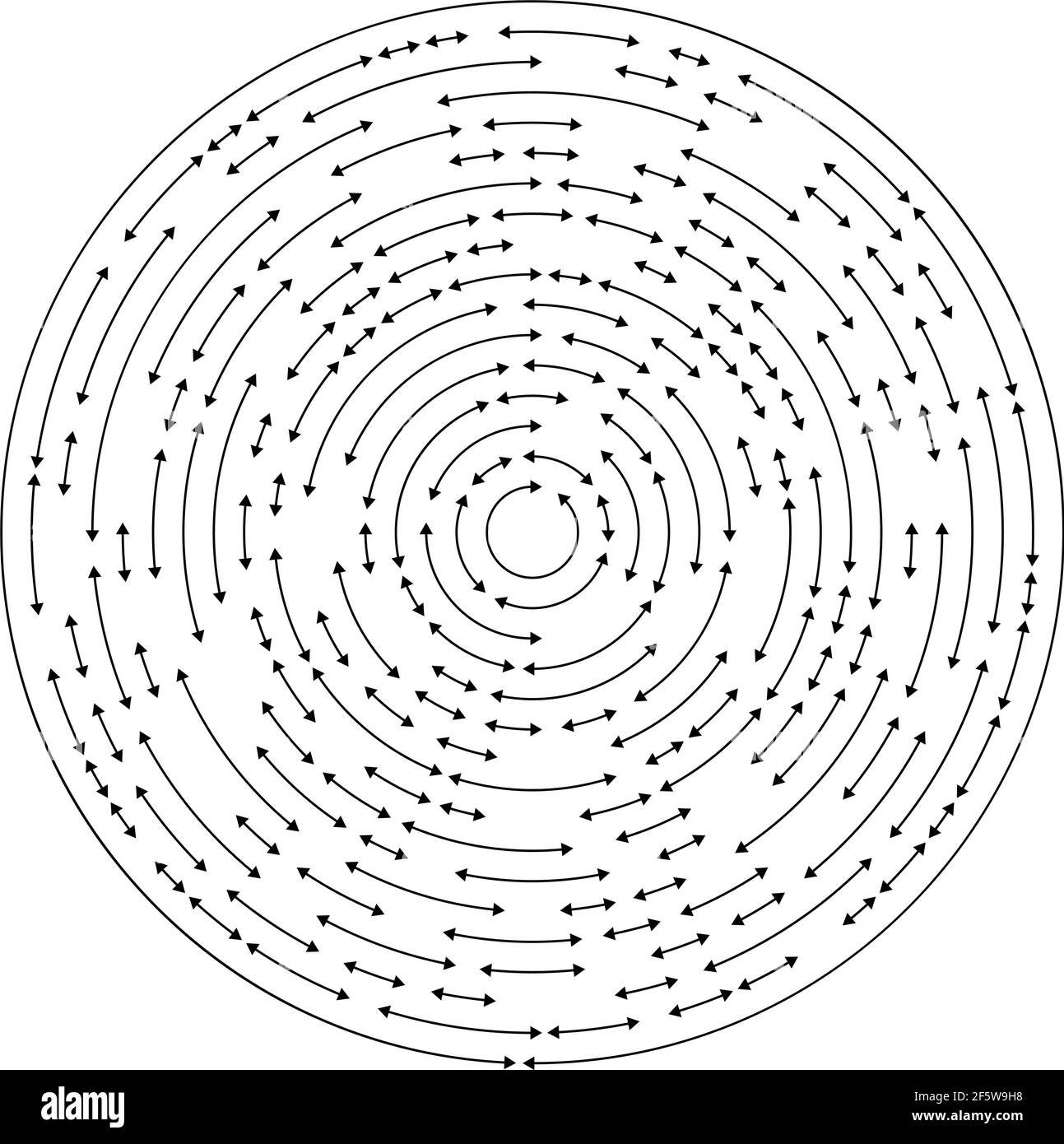 Circular, concentric arrows in opposite direction — Stock vector ...