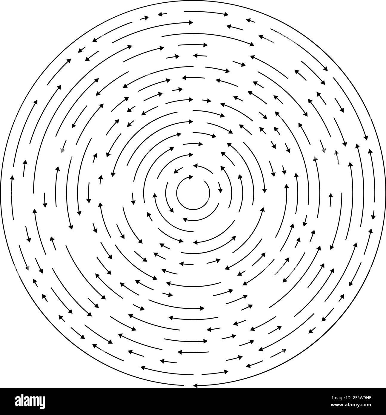 Circular, concentric arrows in opposite direction — Stock vector ...