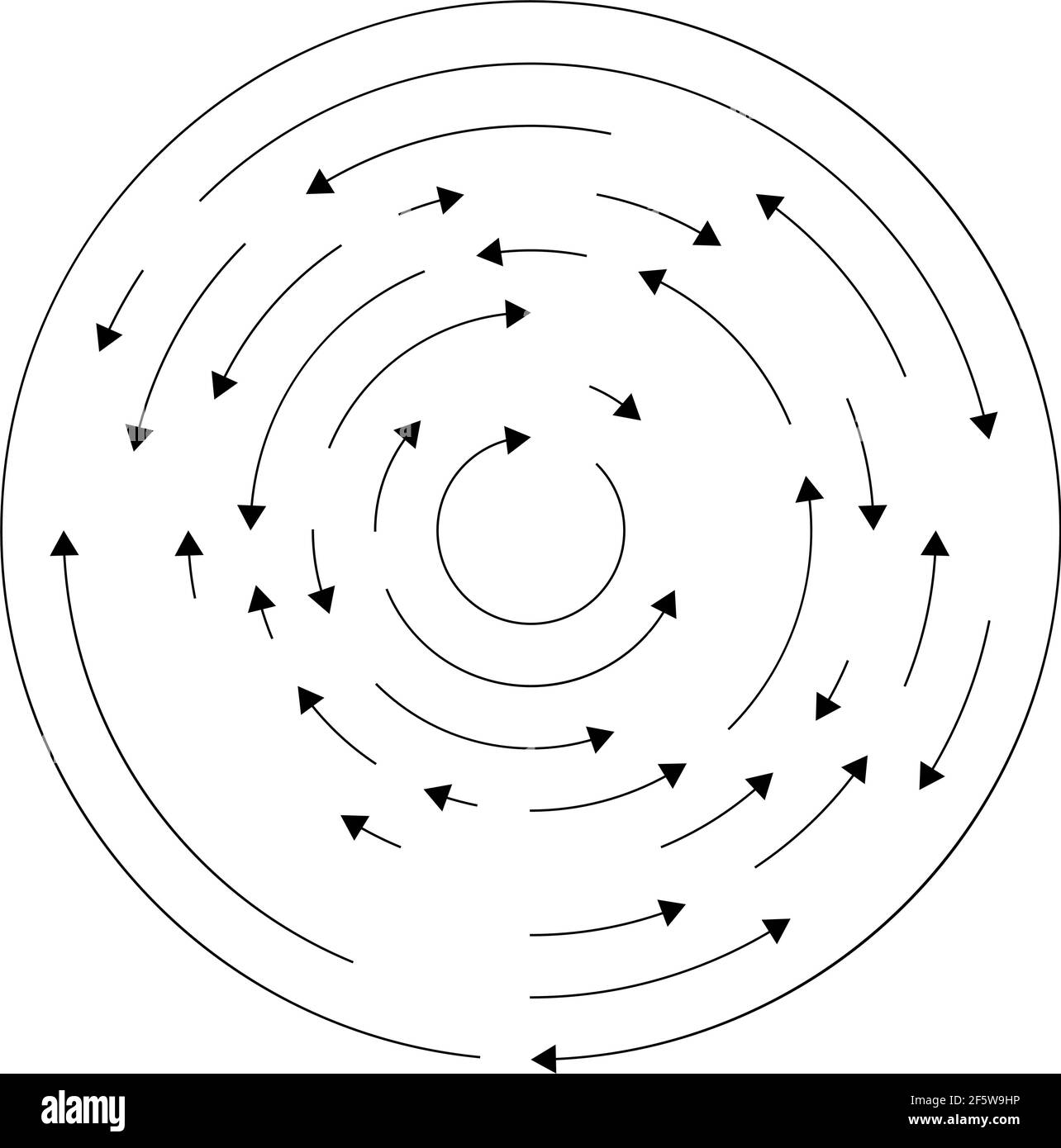 Circular, concentric arrows in opposite direction — Stock vector ...