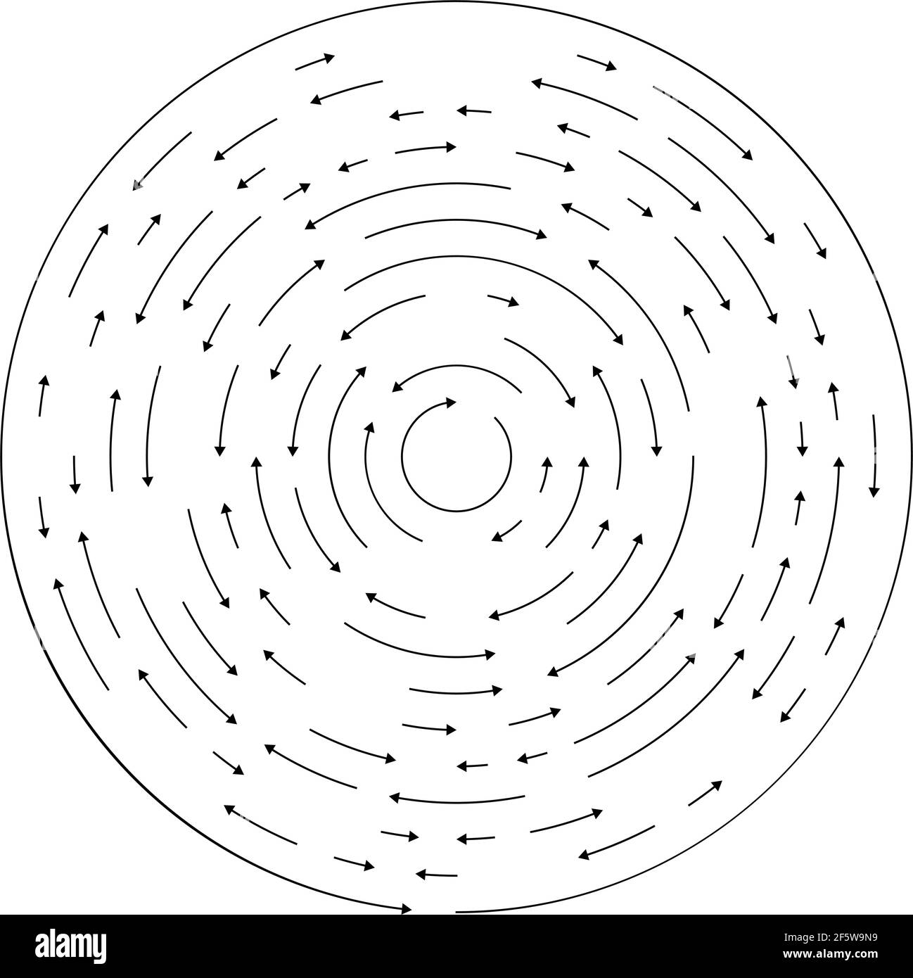 Circular, concentric arrows in opposite direction — Stock vector ...