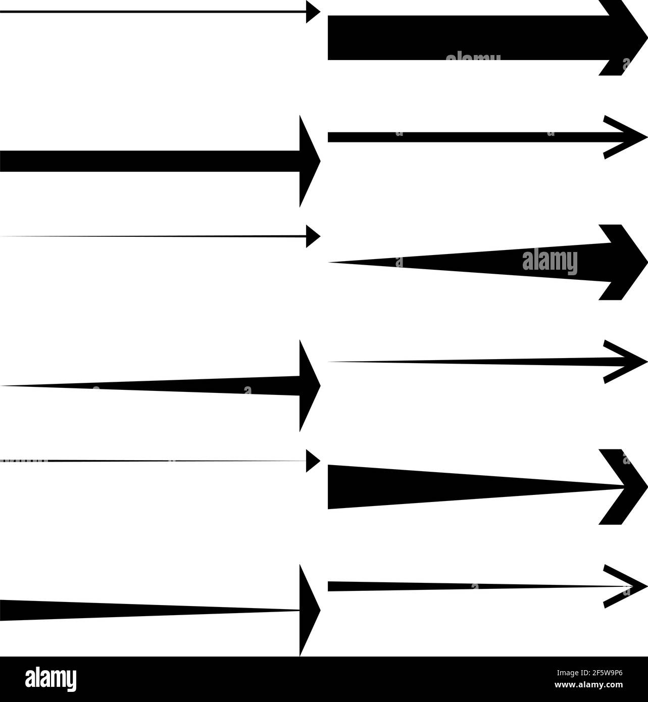 Black arrows pointing right. Arrow shape element set Stock Vector Image ...