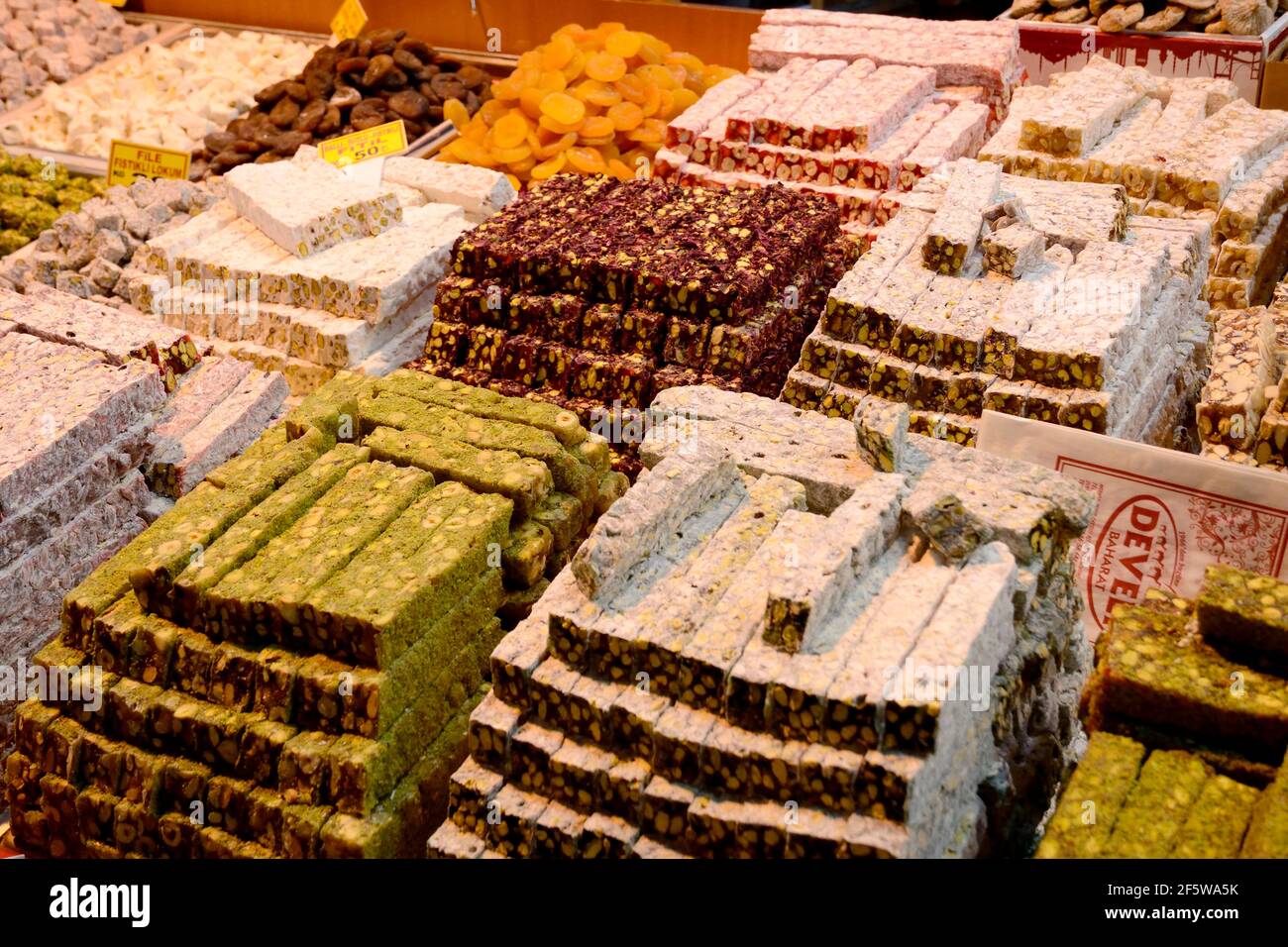 Big bazaar, sweets with nuts, pistachios, stand with sweets, Istanbul ...
