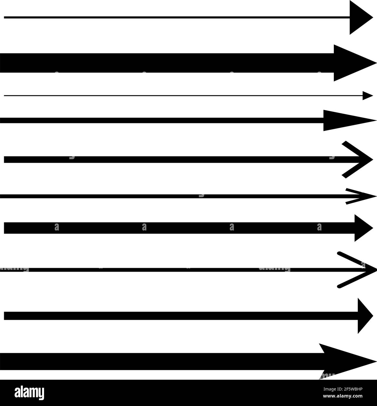 Black arrows pointing right. Arrow shape element set Stock Vector Image ...