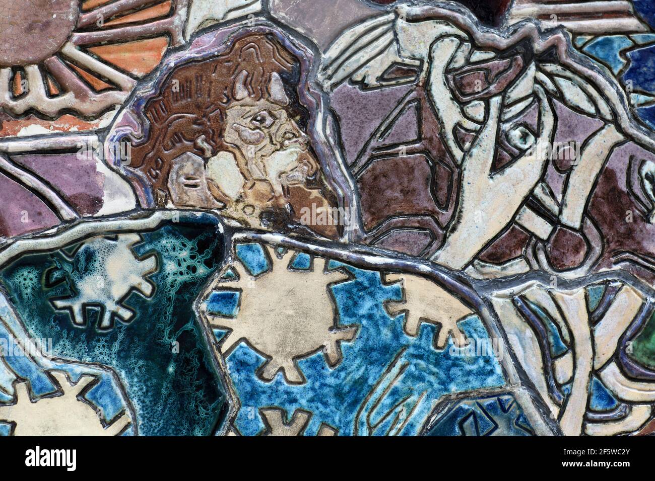 The ancient tiles on the wall, Russia Stock Photo - Alamy