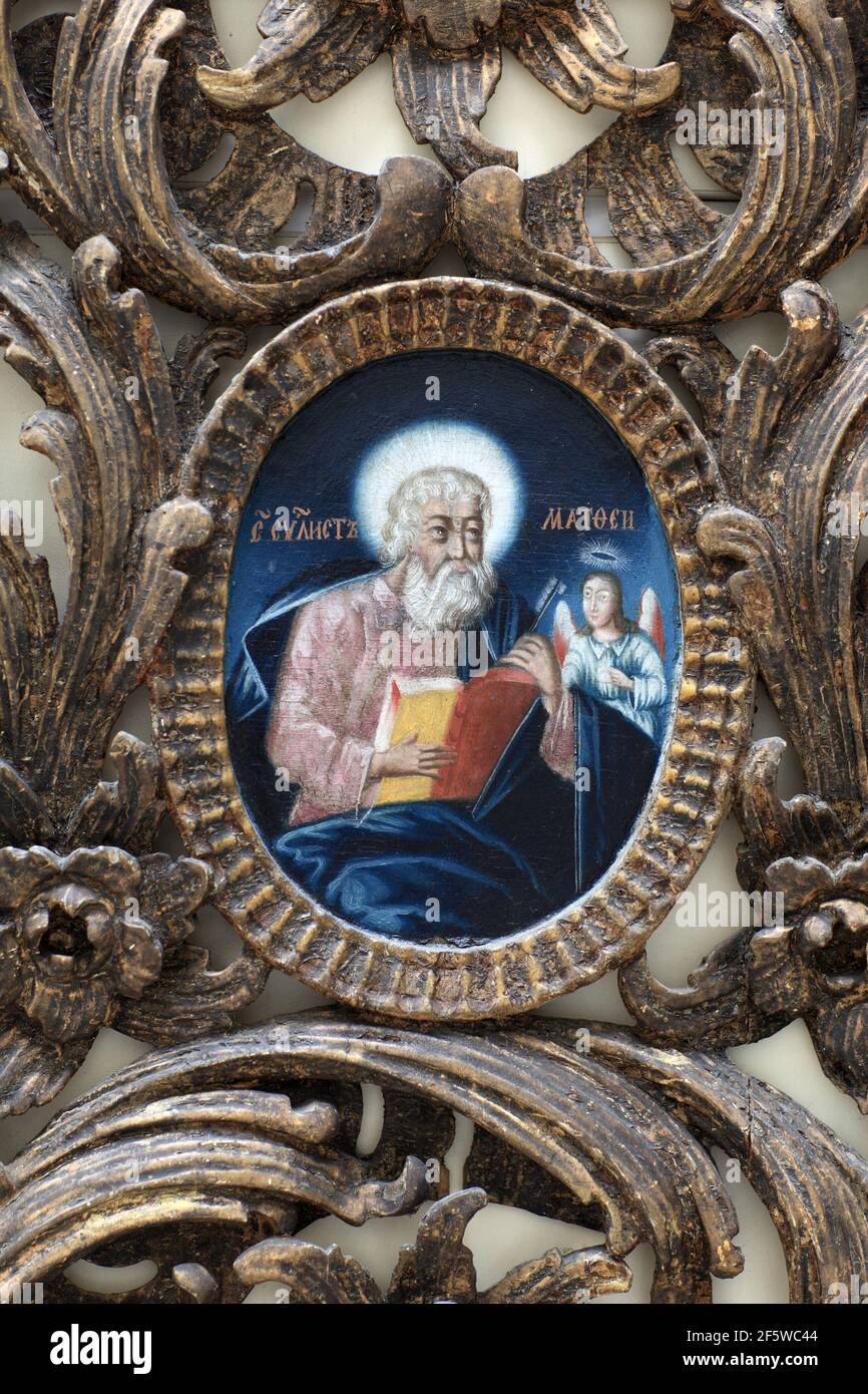 Details icon of saint Matthew on a portal of candlemas church in ...