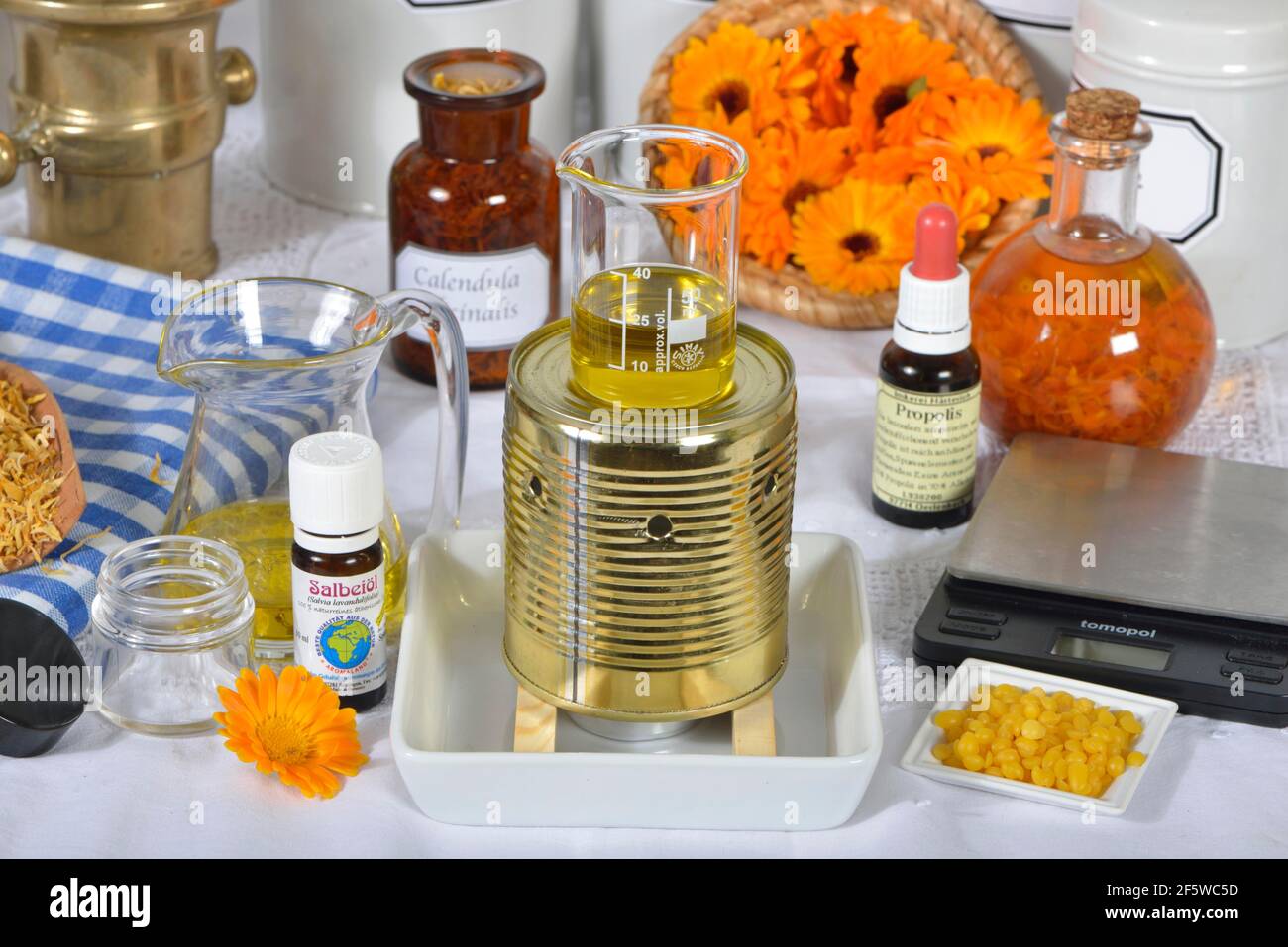 Production Calendula ointment (Calendula officinalis), Calendula ...