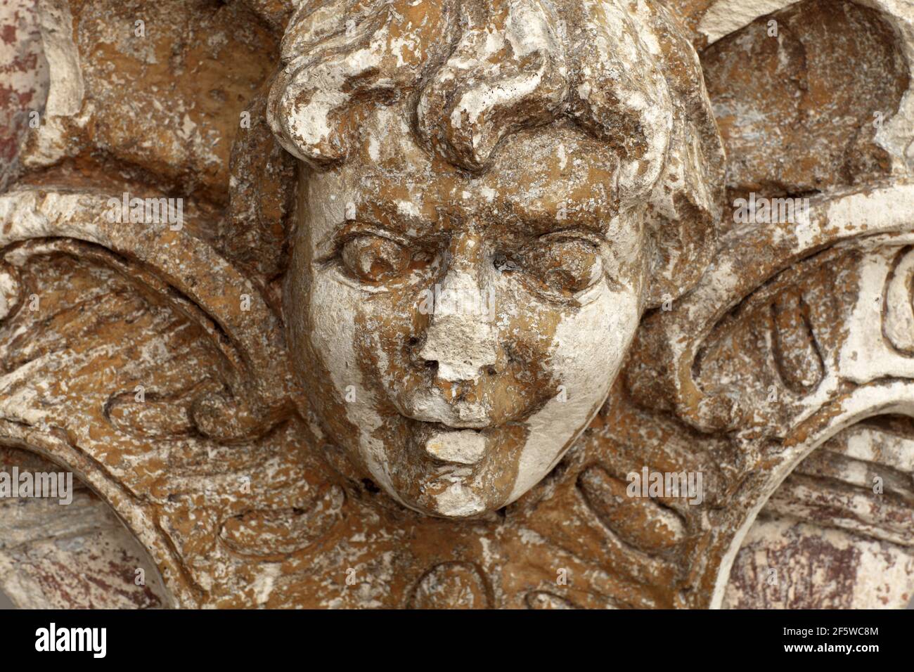 Details of ancient capstone with head of angel, Moscow, Russia Stock ...