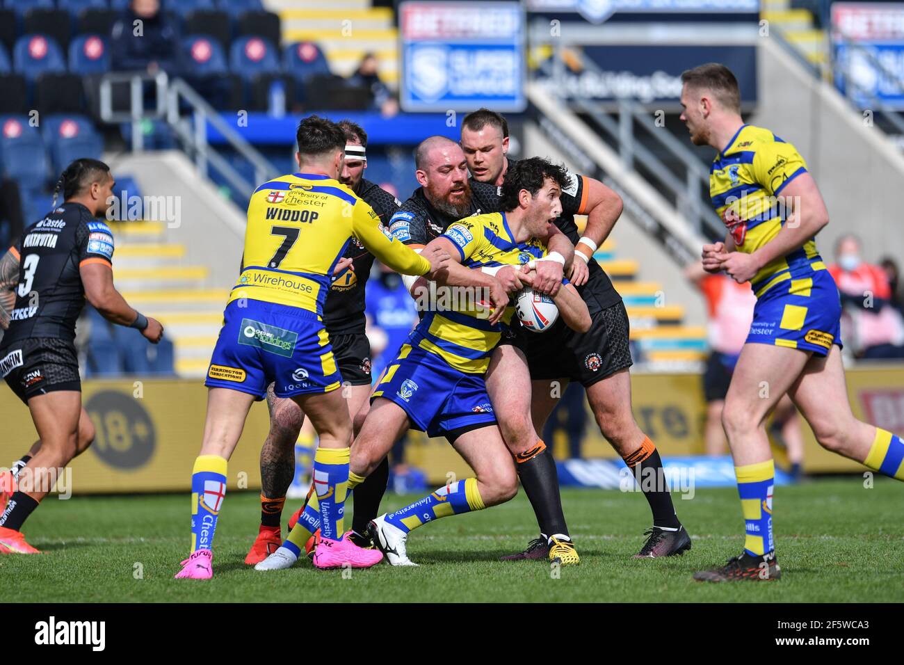 Leeds, UK. 28th Mar, 2021. Stefan Ratchford (1) of Warrington Wolves is ...