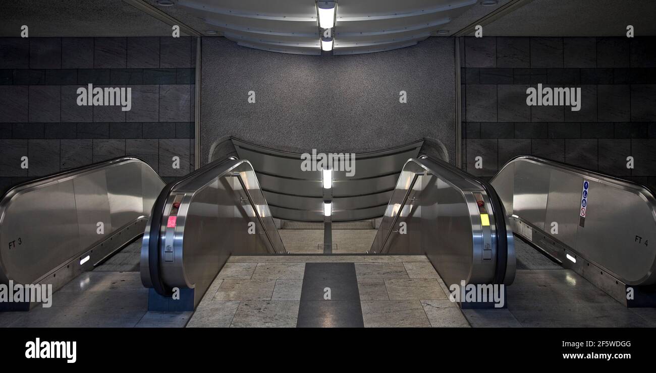 Escalator of the subway station Westentor, Dortmund, Ruhr area, North ...