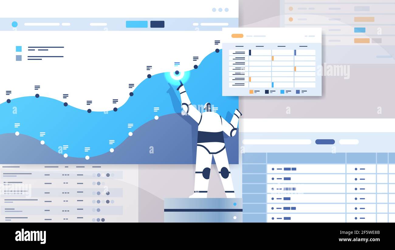 modern robot analyzing statistics graph financial data analyzing ... modern robot analyzing statistics graph financial data analyzing ...