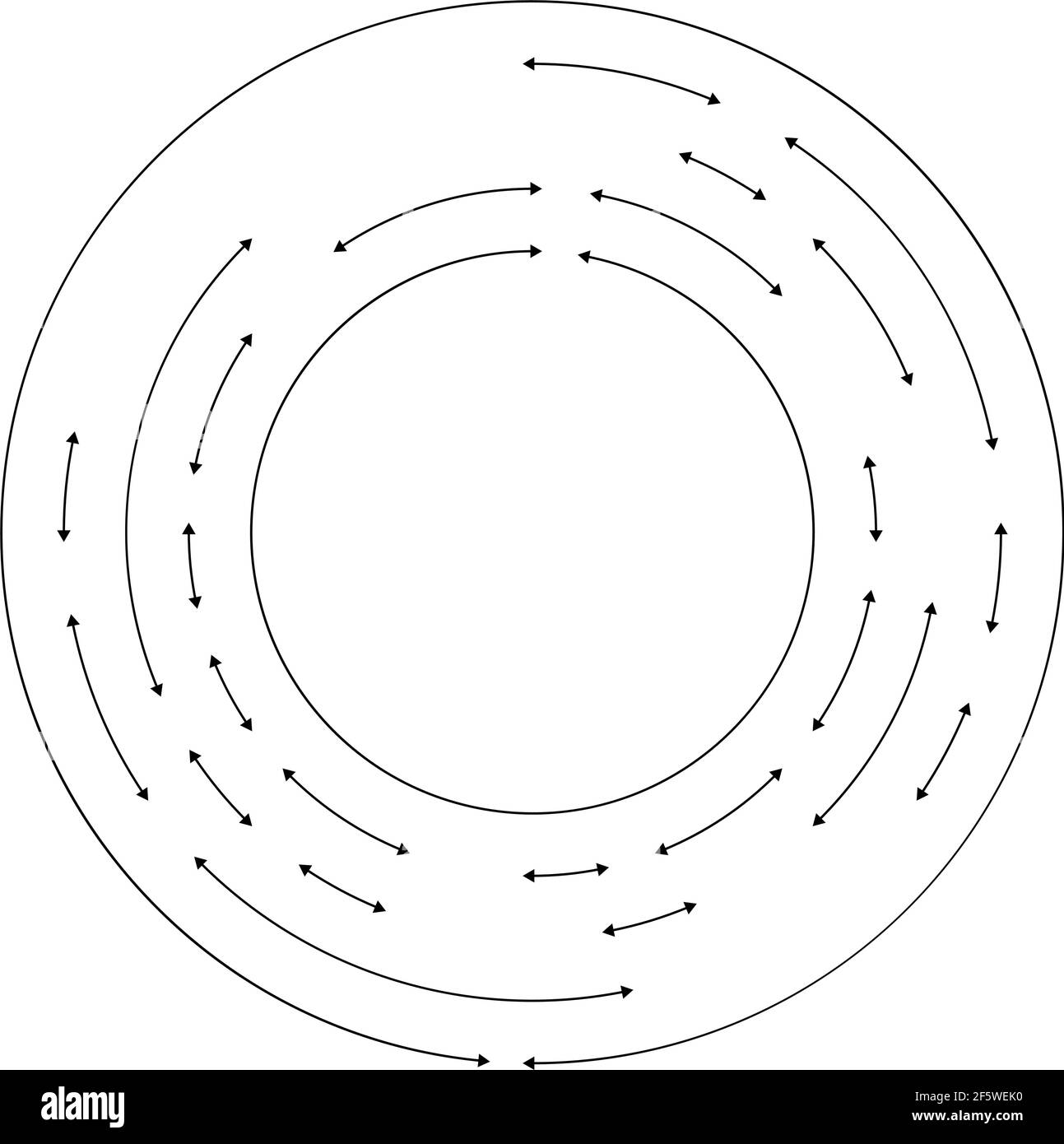 Circular, concentric arrows in opposite direction — Stock vector ...