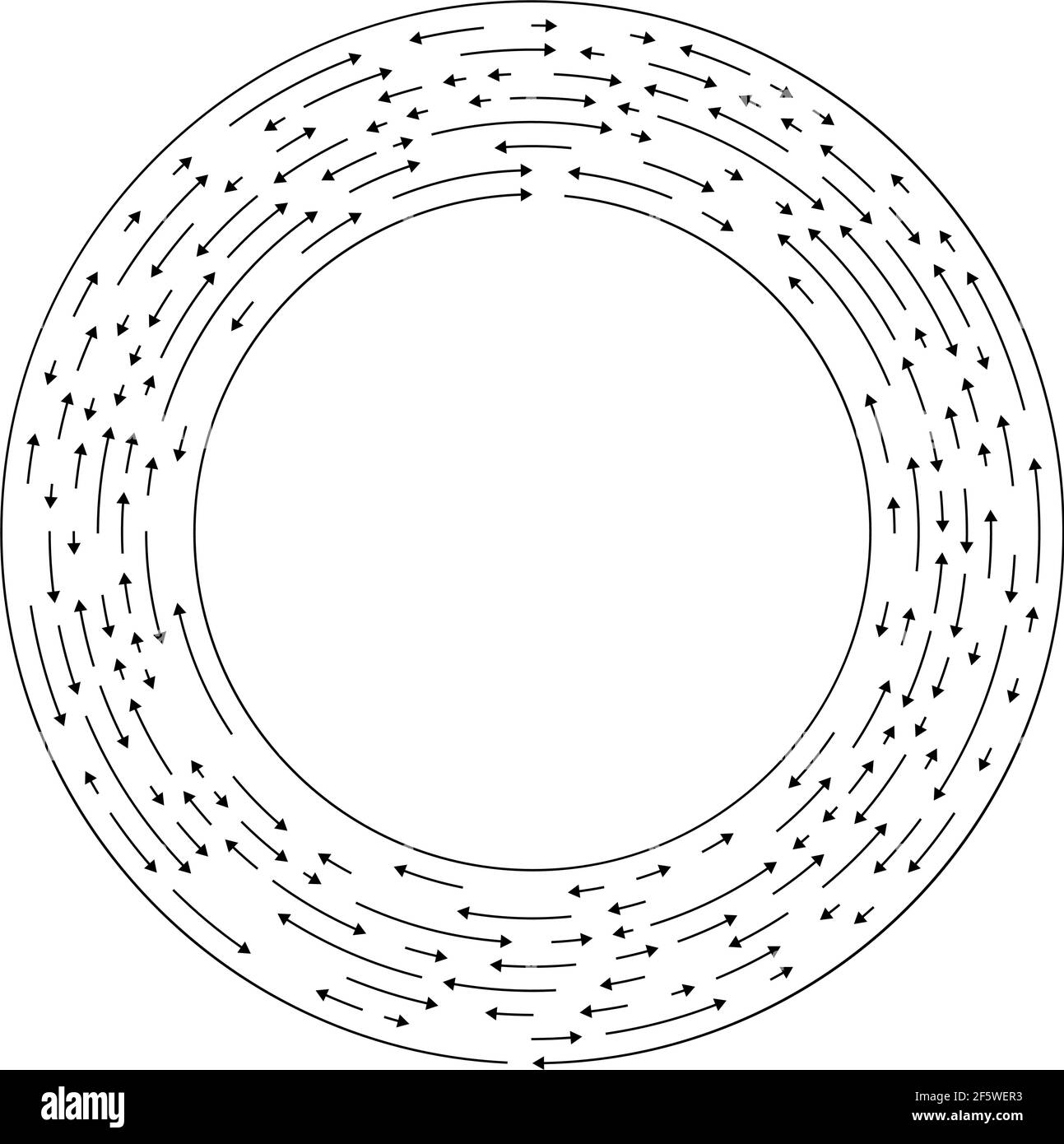 Circular, concentric arrows in opposite direction — Stock vector ...