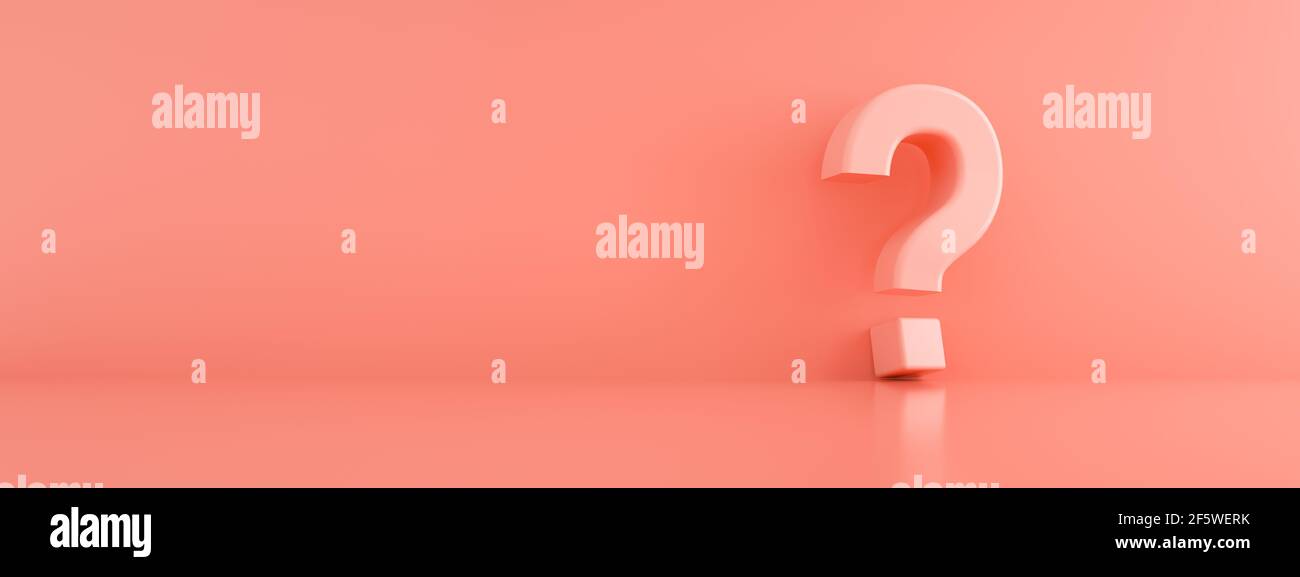 Pink pastel color question mark isolate on pink background with shadow ...