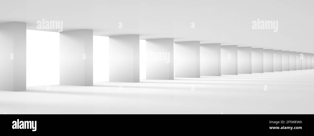 white column hall design, futuristic architecture background, 3d ...